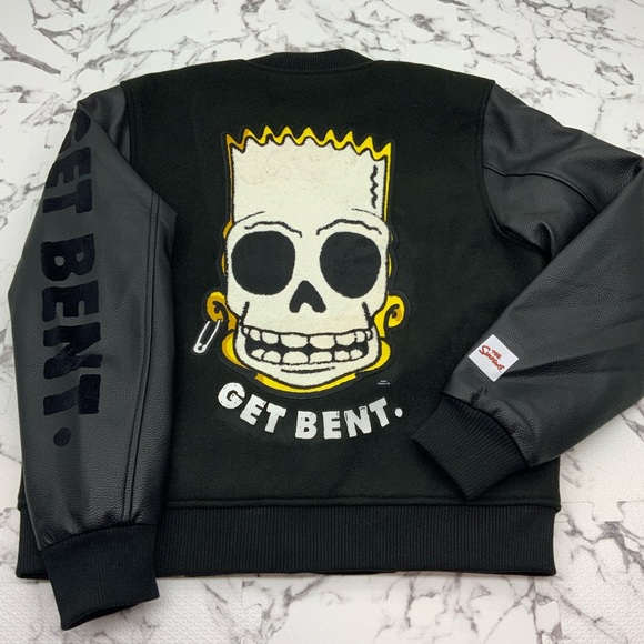 The Simpsons | Jackets & Coats | Mens Bart Simpson Get Bent Black White ...